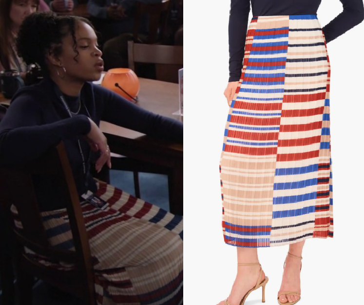 Abbott Elementary: Season 5 Episode 5 tasha's Pleated Block Striped ...