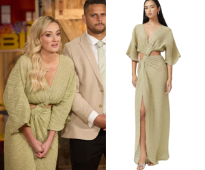 The Block AU: Season 21 Episode 50 Green Metallic Cut Out Midi Dress ...