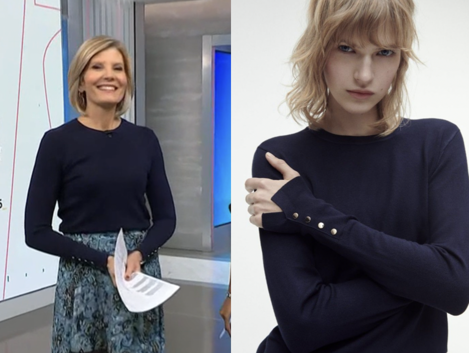 NBC News Daily: December 2025 Kate Snow’s Navy Blue Button Cuff Sweater ...